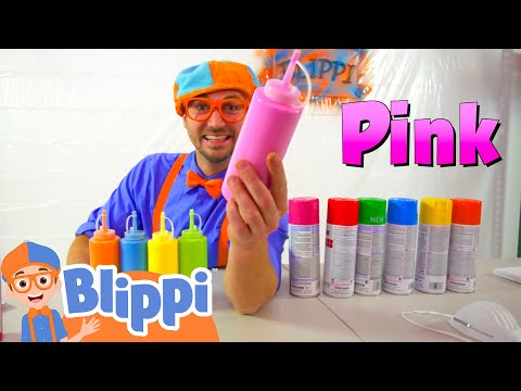 Learning Rainbow Colors with Blippi and Spray Paint! | Arts and Crafts | Educational Videos For Kids