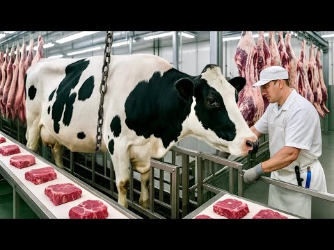 How BEEF is PRODUCED 🐄 | MEAT MEGAFACTORY 🏭
