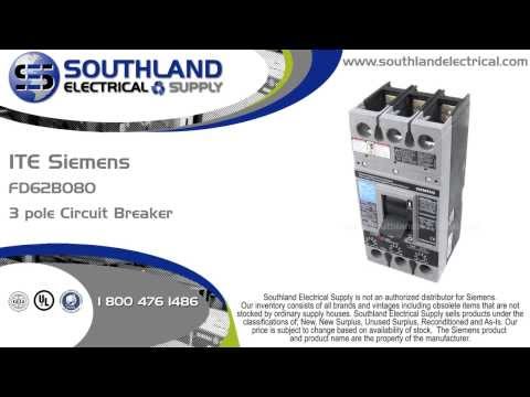 ITE Siemens FD62B080, 80 Amp, 600 Volt, 2 Pole Circuit Breaker