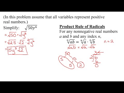 Simplify the Square Root of 50y^6 (Simplify a Square Root Involving Variables) Sqrt(50y^6)