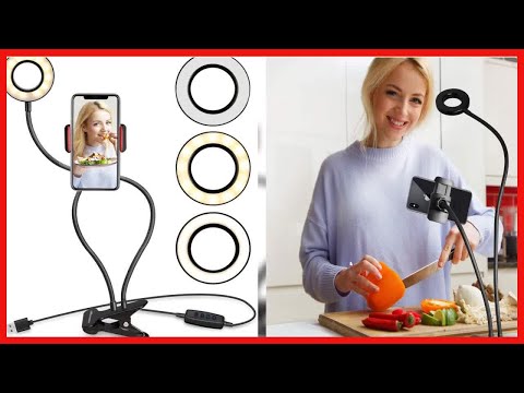 UBeesize Selfie Ring Light with Cell Phone Holder Stand for Live Stream/Makeup, Clip on, Flexible