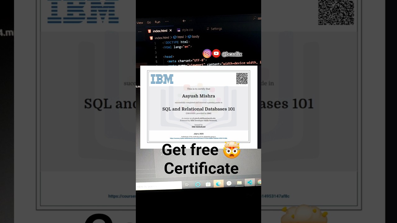 SQL + Free IBM Certification 🏆 | Don’t Miss This!Free Certificate from IBM 🔥 | Boost Your Resume Now