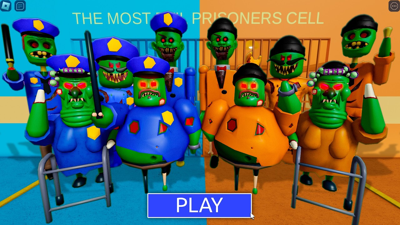 POLICE ZOMBIE vs PRISONER ZOMBIE in BARRY'S PRISON RUN! New Scary Obby (#Roblox)