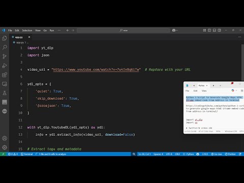 Python 3 Script to Extract YouTube Video Metadata and Tags Using yt-dlp Library in Terminal