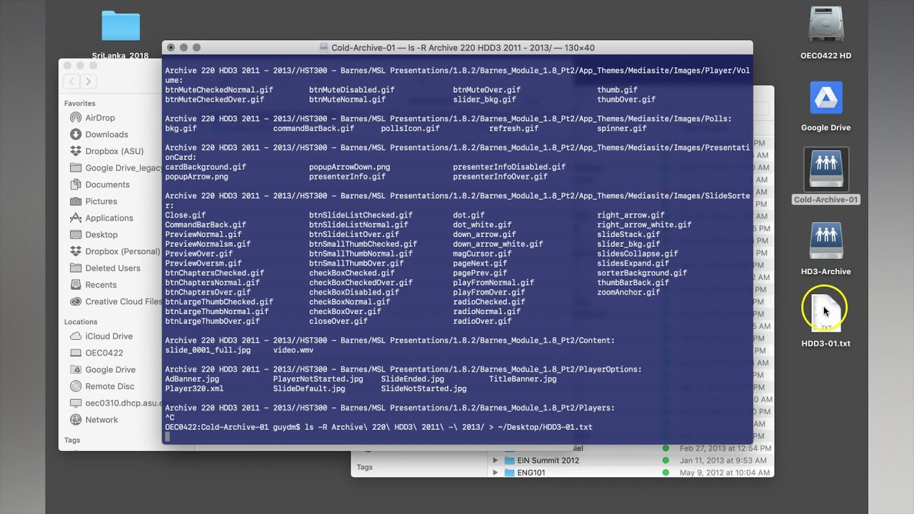 UNIX 'diff' command, Demo
