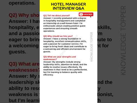 Hotel Manager Interview Questions and Answers | Hotel Manager Job Interview
