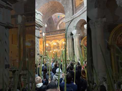 Palm Sunday procession at the Church of the Holy Sepulchre in Jerusalem. Israel 2025