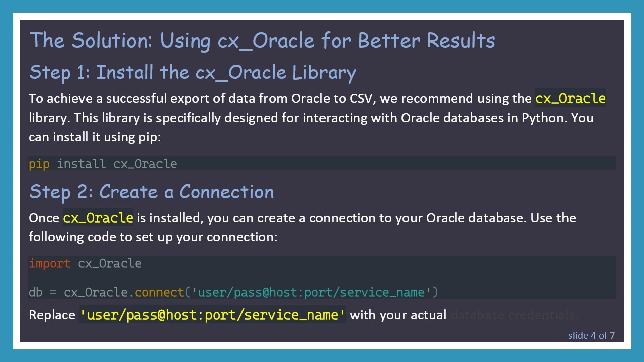 Exporting Data from Oracle DB to CSV Using Python