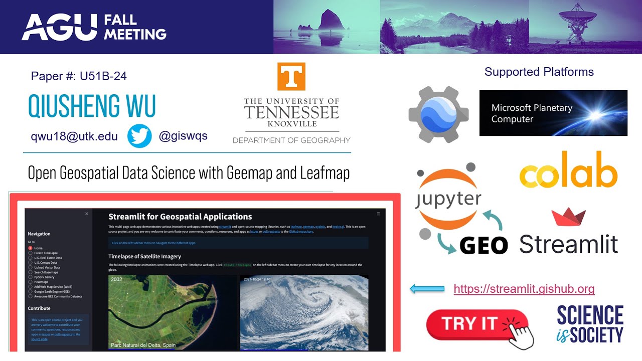 AGU 2021 - Open Geospatial Data Science with Geemap and Leafmap