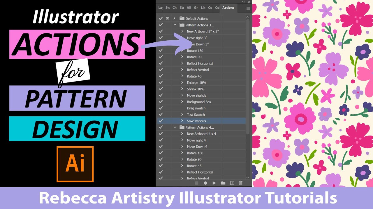 Actions For Pattern Design in Adobe Illustrator / Follow Along! Create a 3 x 3 Pattern Actions Set!
