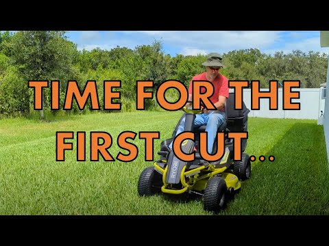 New RYOBI RM 480 EX Electric 38" Riding Lawn Mower | The First Cut