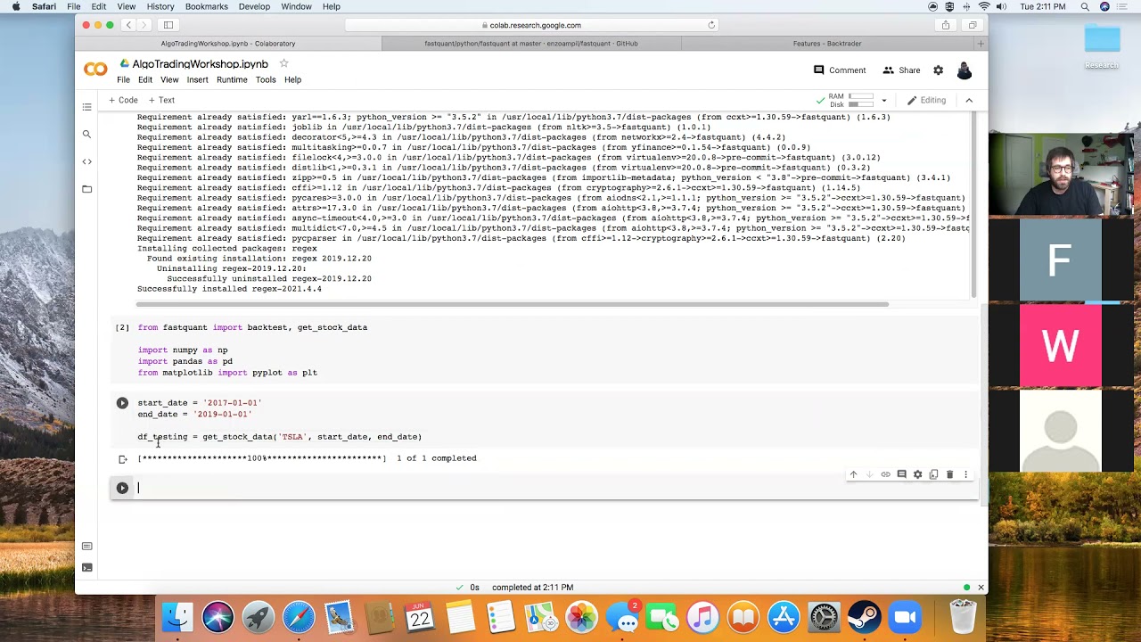 FastQuant workshop Algorithmic Trading with Python and ScikitLearn
