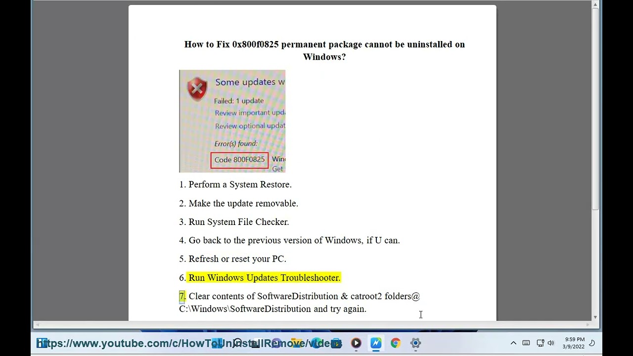 Fix permanent package not be uninstalled error 0x800f0825 on Windows