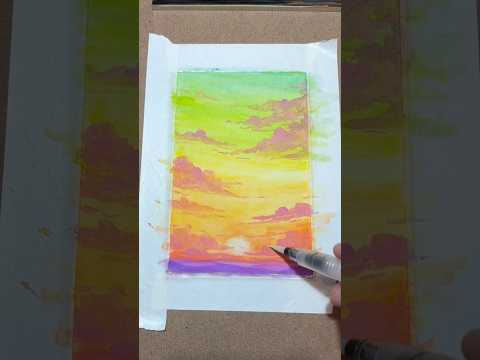 Easy Watercolor Sunset ???? (beginner-friendly) #paintingtutorial