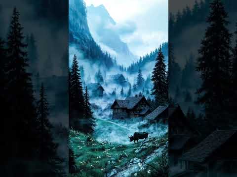 Misty mountain canvas ✨️⛰️🐂#landscape #landscapephotography #aiart #aiartcommunity #aiartwork #fy