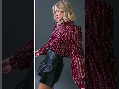 ✨👚Sparkle and Shine: Priceless Poise Sequin Top in Burgundy! #fashioninspiration #mididress