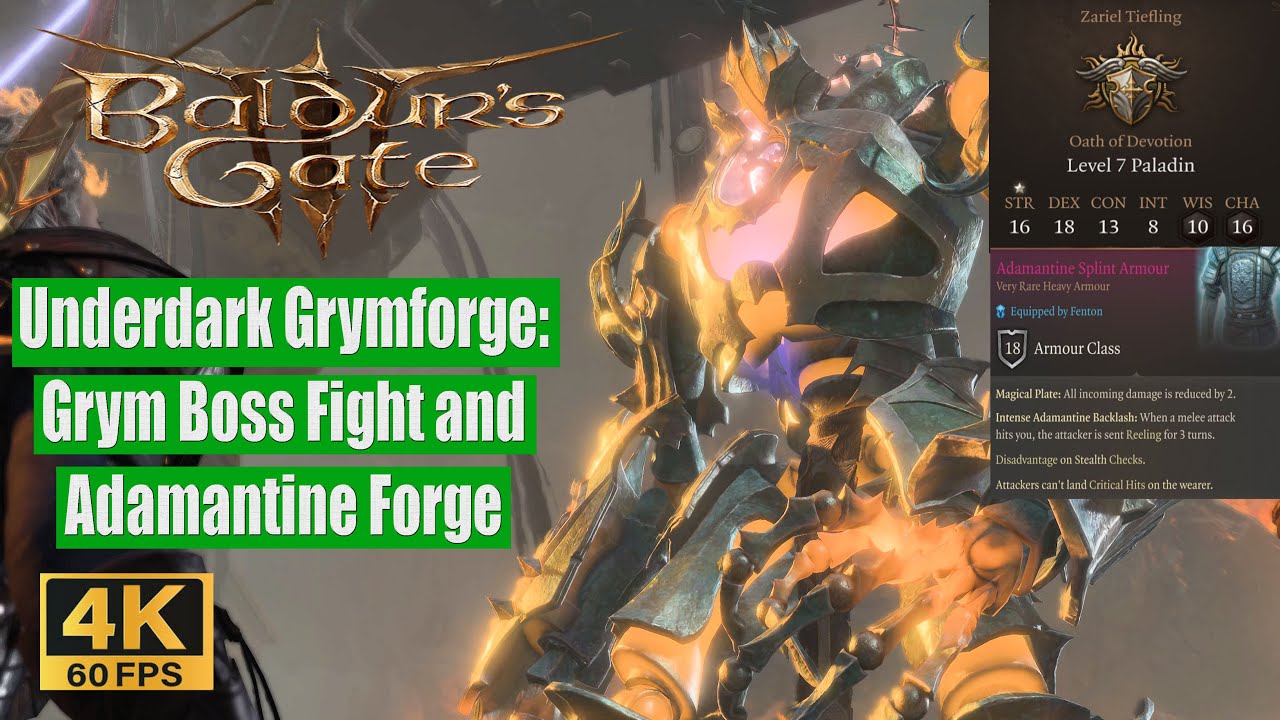 Baldur's Gate 3 Walkthrough Underdark Grymforge Grym Boss Fight and Adamantine Forge