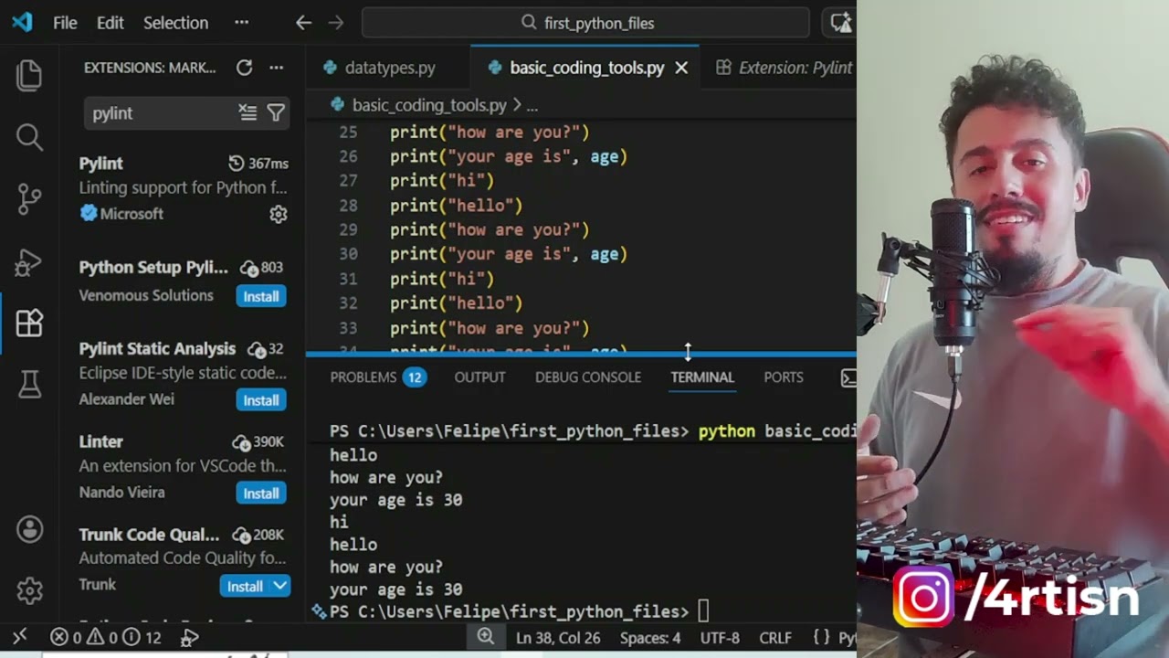 Start coding python the right way (with extensions) | Felipe matos 