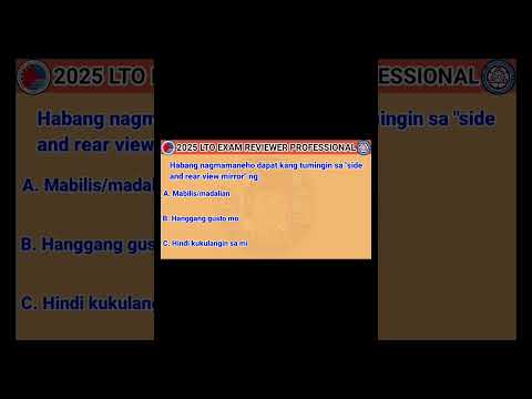 LTO EXAM REVIEWER FOR PROFESSIONAL DRIVER'S LICENSE PART 1393