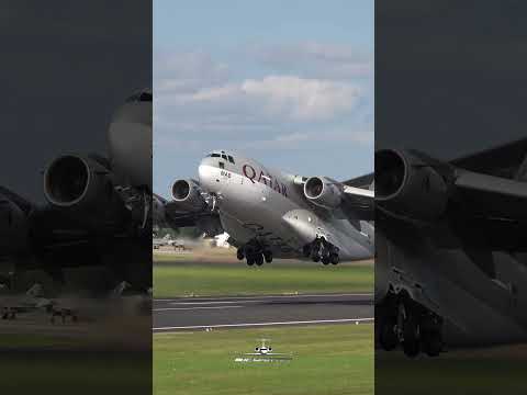 Boeing C-17 Globemaster III from Qatar Emiri Air Force A7-MAB departure at RAF Fairford RIAT 2024