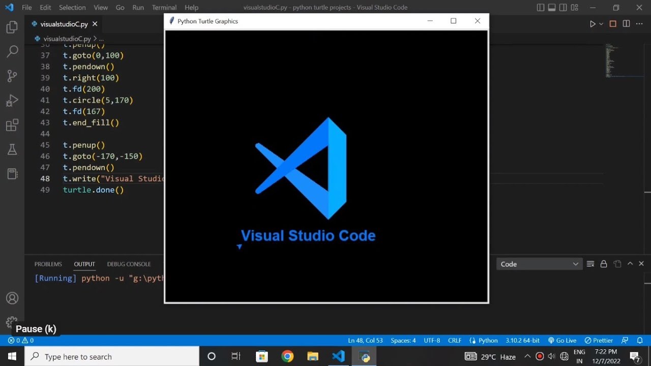 How I made Visual Studio Logo using Python Turtle