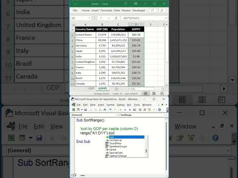 Sort Range with Excel VBA #shorts