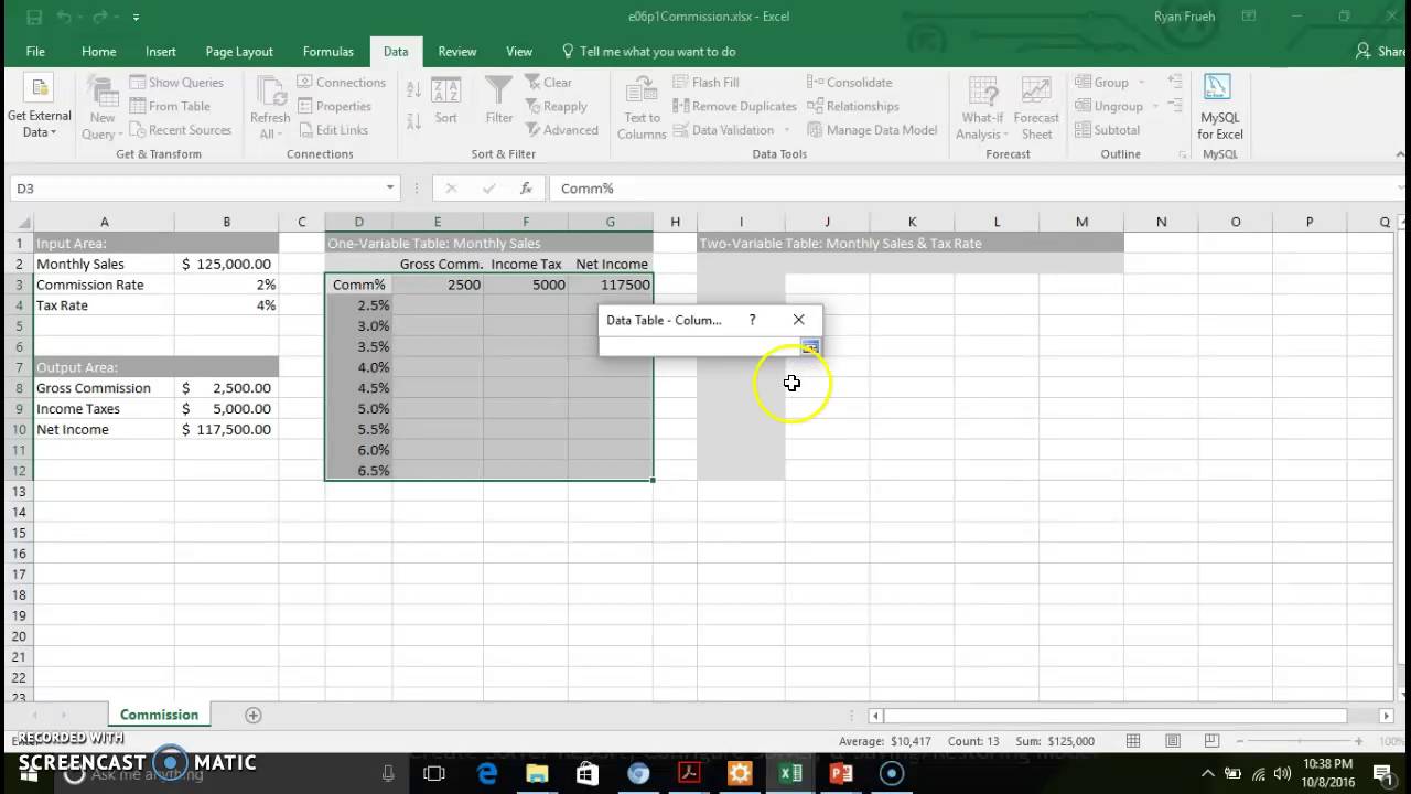 Chapter 6 - What-If Analysis - One and Two Variable Tables