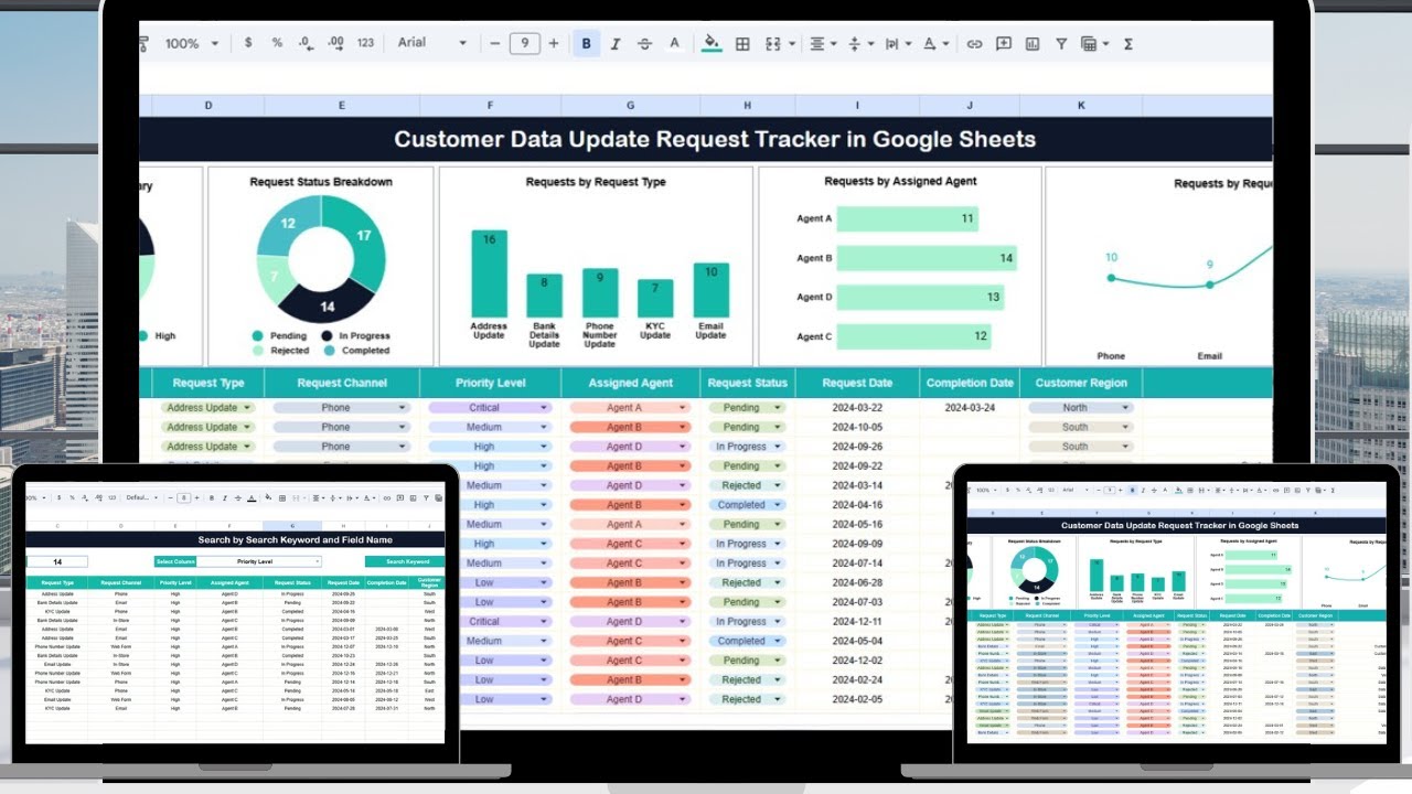 Customer Data Update Request Tracker in Google Sheets