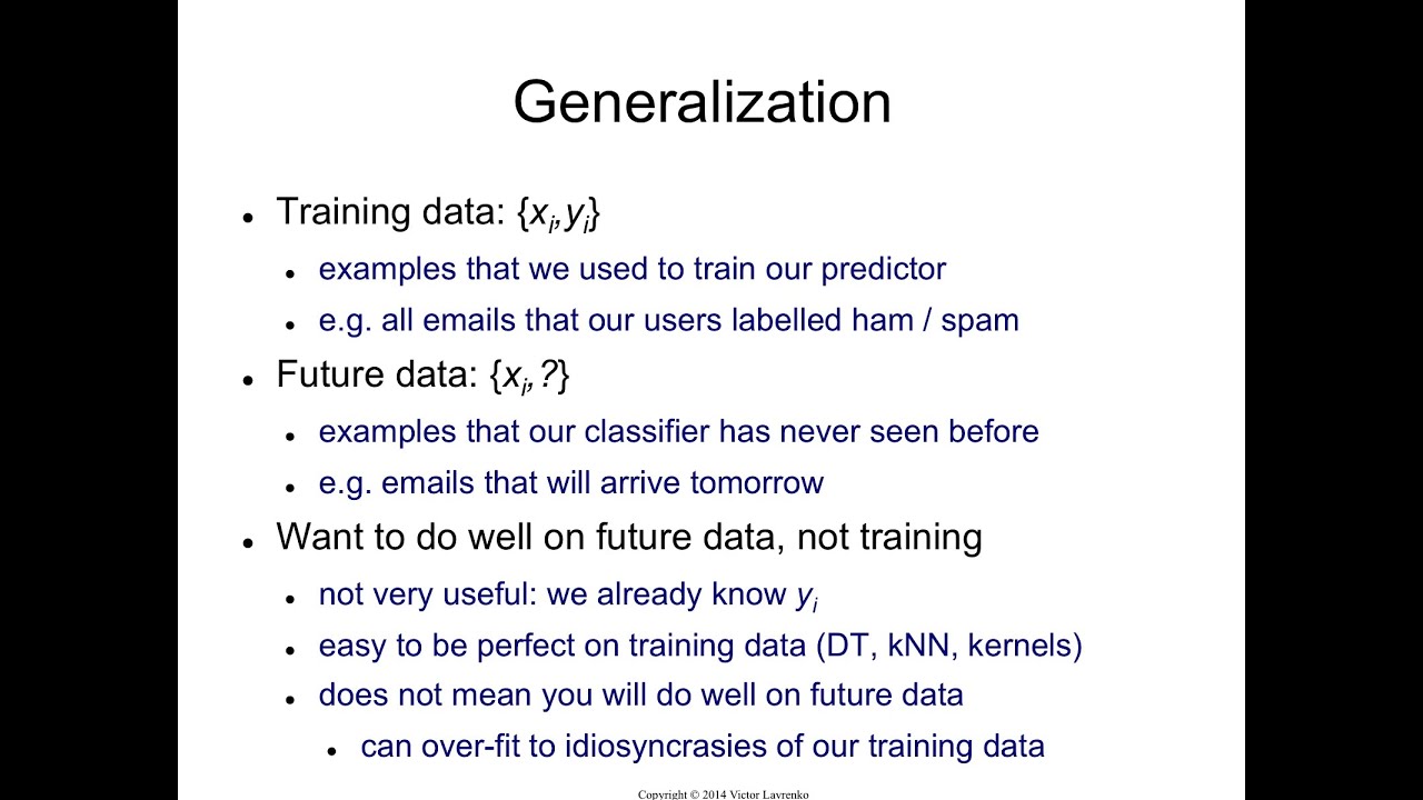 IAML8.1 Generalization in machine learning