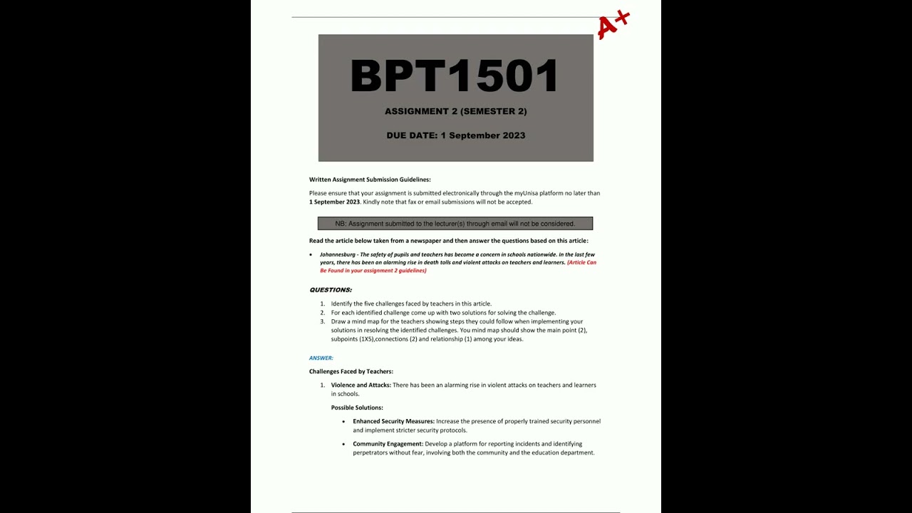 BPT1501 Assignment 2 Semester 2 Answers Due 1 September 2023