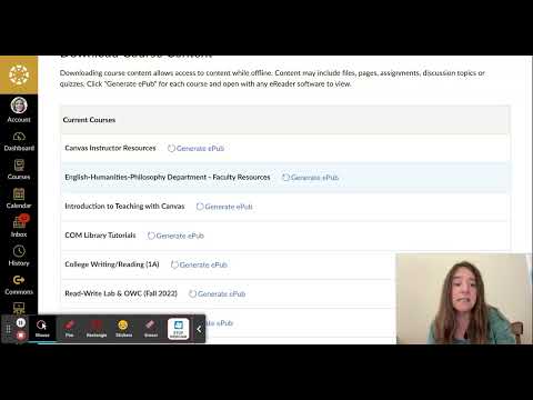 Export a Canvas course to an EPUB file
