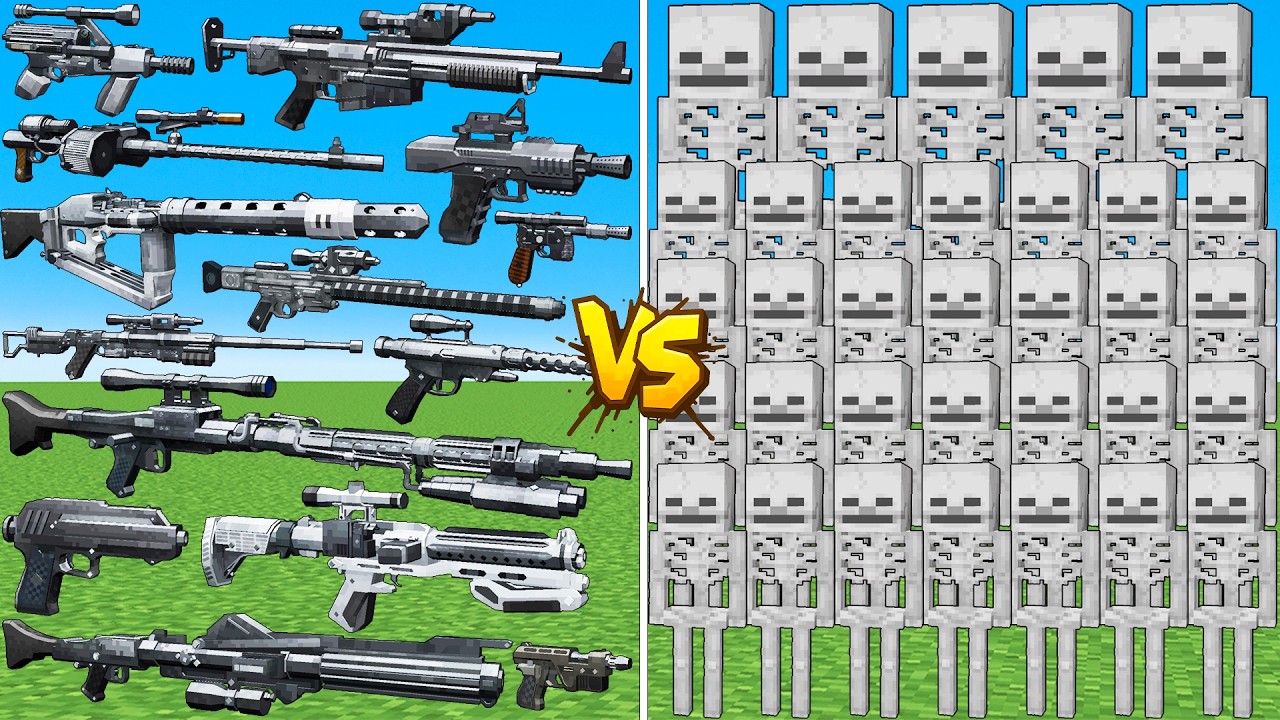 What TaCZ Star Wars Gun Can Defeat The Most All Skeleton Mobs in Minecraft?