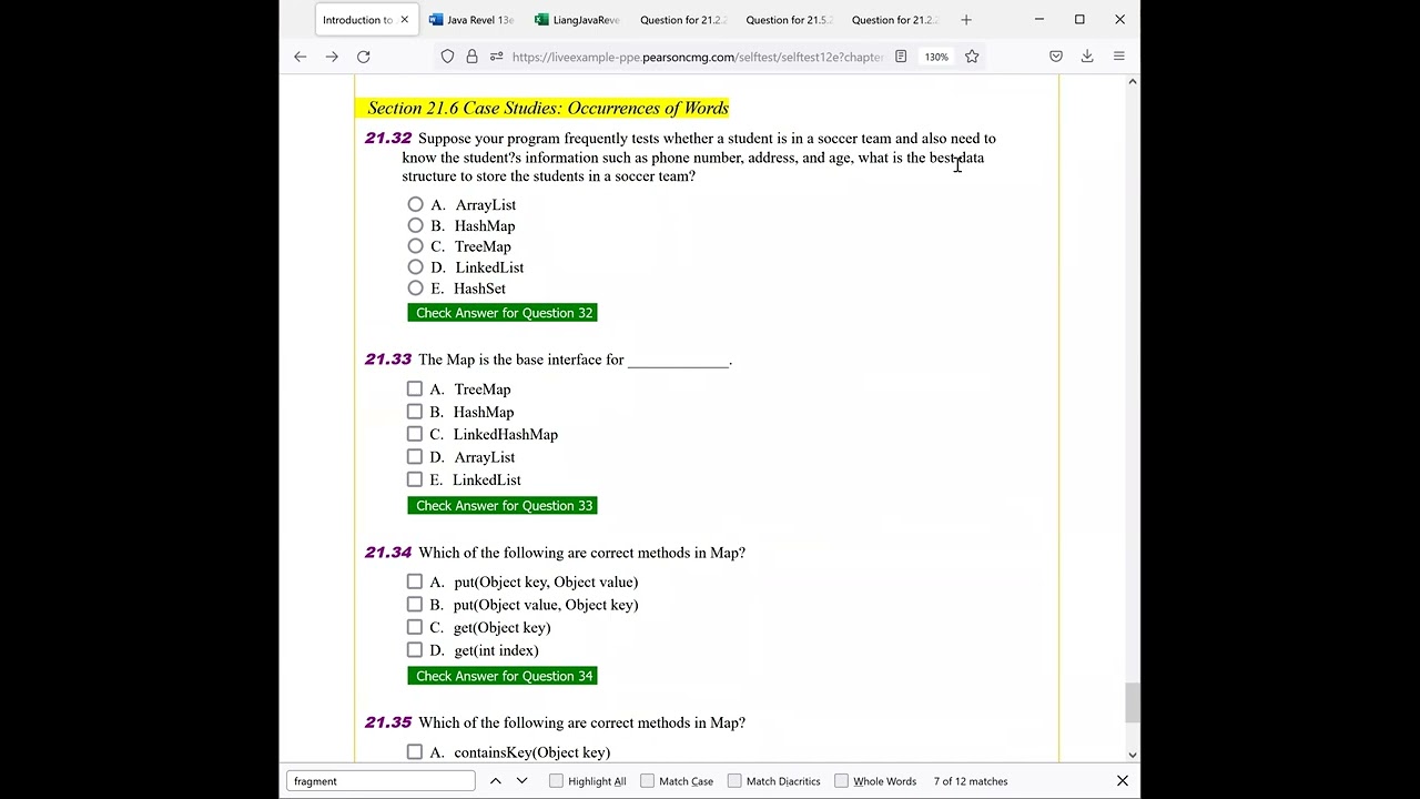 Daniel Liang Java Chapter 21 Multiple Choice Question Part 2