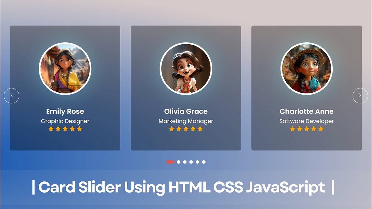 Card Slider Using HTML CSS And JavaScript | Image Slider HTML CSS JavaScript