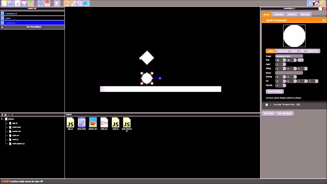 Making HTML5 games with WADE - Physics