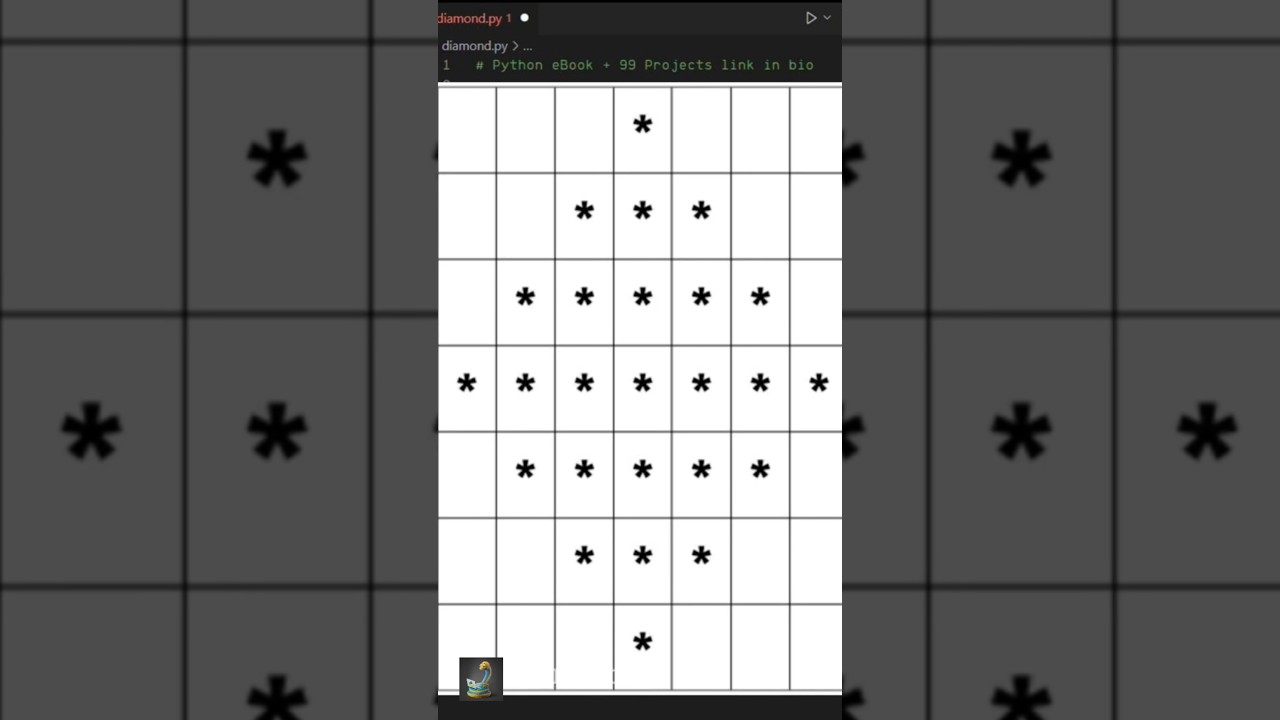 Diamond pattern isn't just a shape—it's precision in code. #shortsvideo #python #codingtutorial