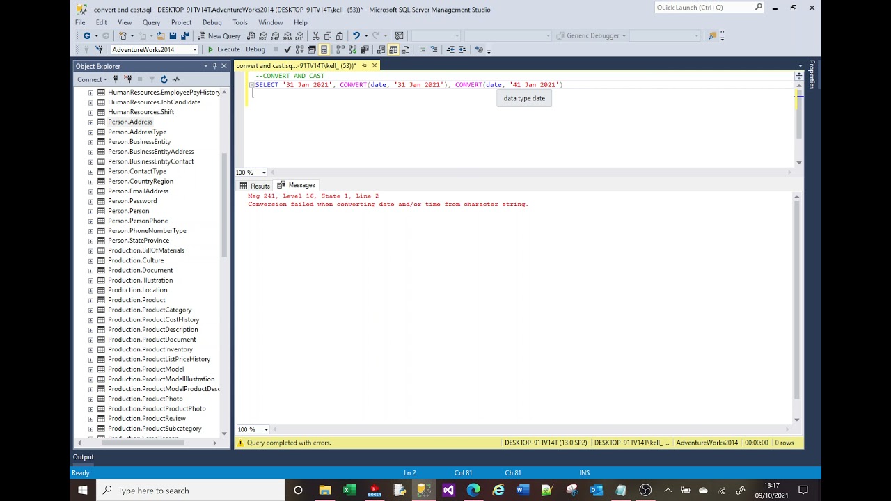 MS SQL tutorial on CONVERT and CAST functions