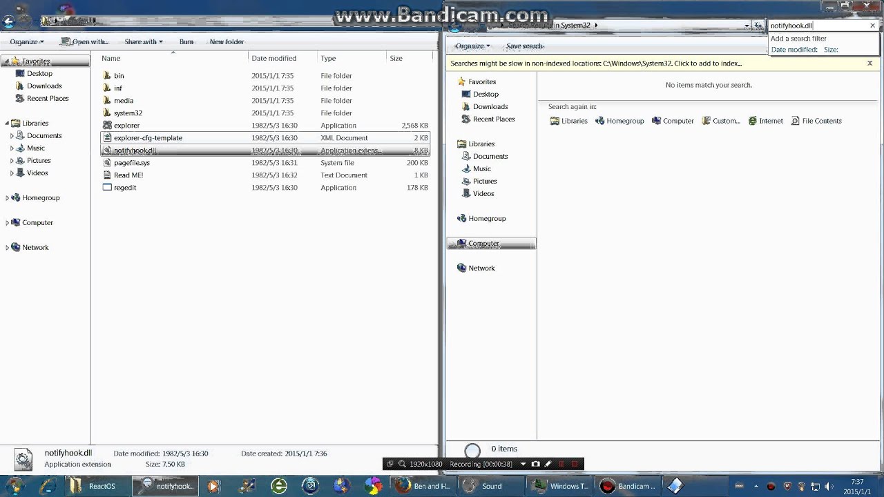 ReactOS Explorer in Windows 7