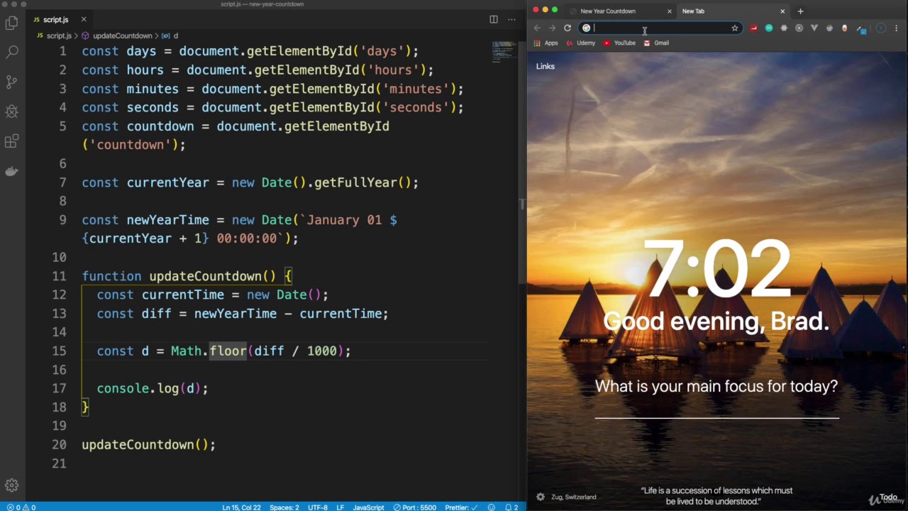 new year countdown using java script ep 3  Create The Countdown