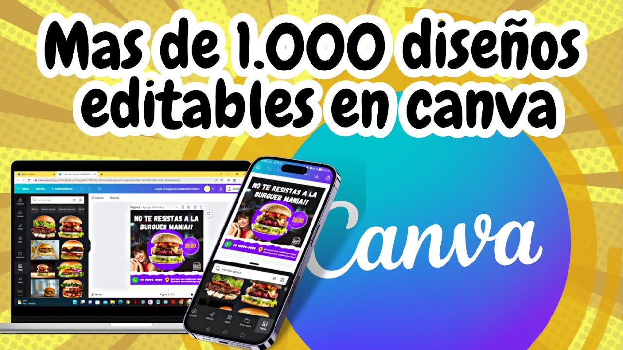 Mas de1.000 plantillas editables para ventas de comida.
