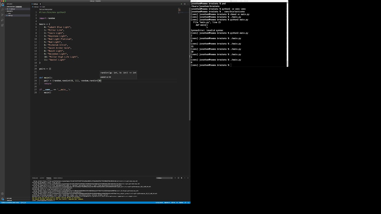 Randomizing a sports bracket with Python