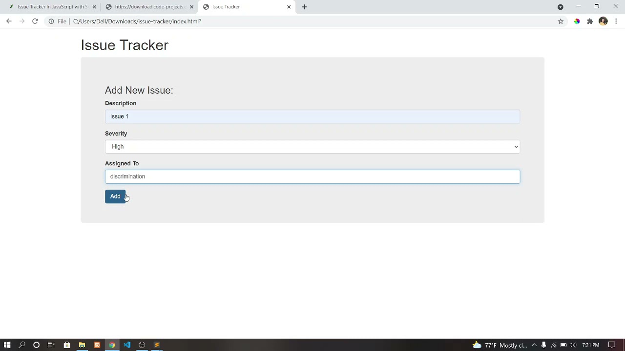 Issue Tracker In JavaScript With Source Code | Source Code & Projects