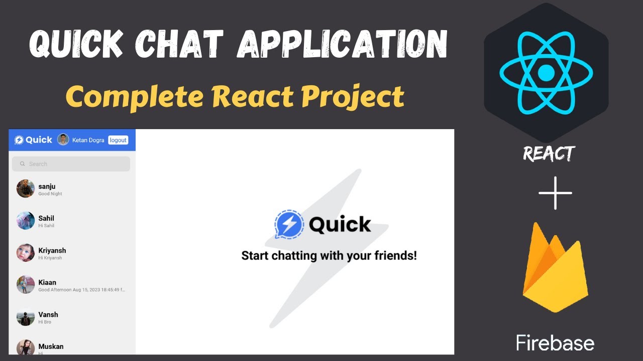 Quick Chat Application #React #Codingninjas #firebase