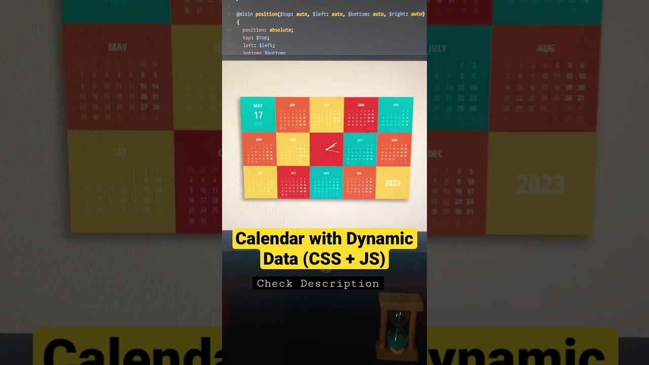 Calendar UI | HTML CSS JavaScript #css #tutorials #javascript #shortvideo