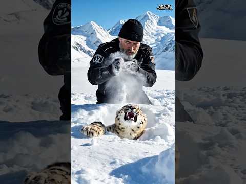 Snow Leopard's Life At Risk' Saved By An Old Man From Deadly Avalanche #leopard #rescue #humanity