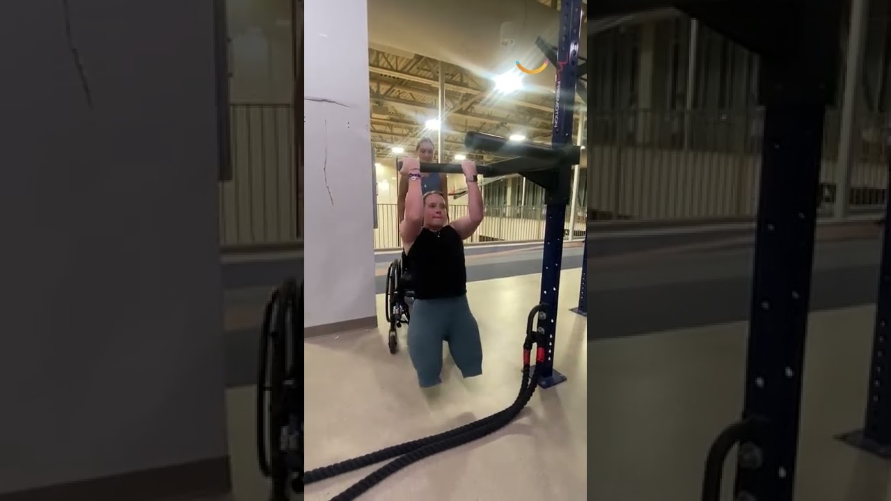 Woman completes first pull-up after losing both legs following car crash 💪 #shorts