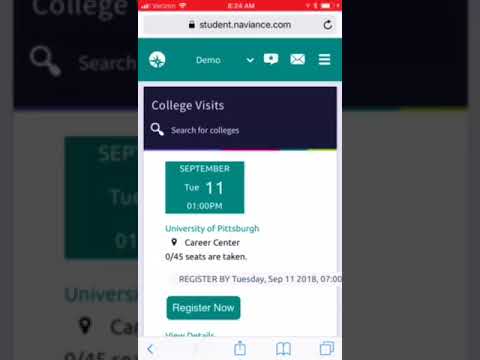 *Mobile version* How to register for a college visit in Naviance Student