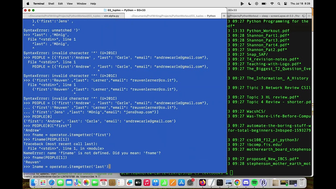 Python Workout 06 Tuples - Alphabetize
