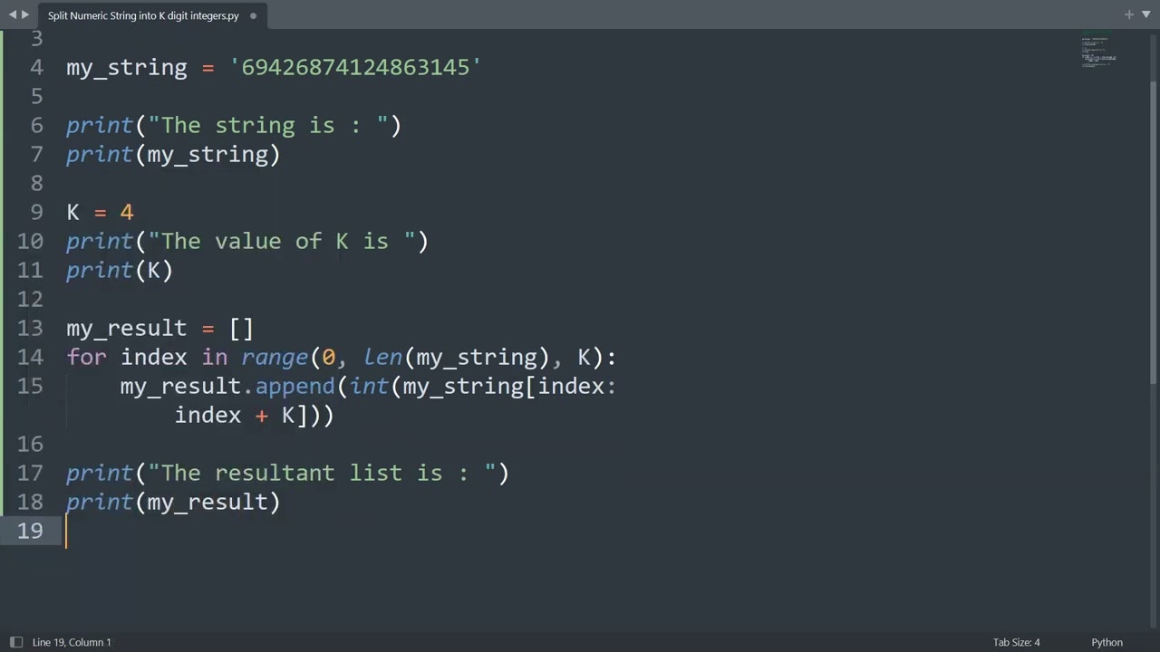 Split numeric string into k digit integers in Python | Python Examples | Python Coding Tutorial