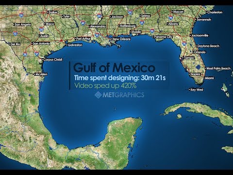 Speedart: Gulf of Mexico Map Design (Vector to Layered, Stylized PSD)